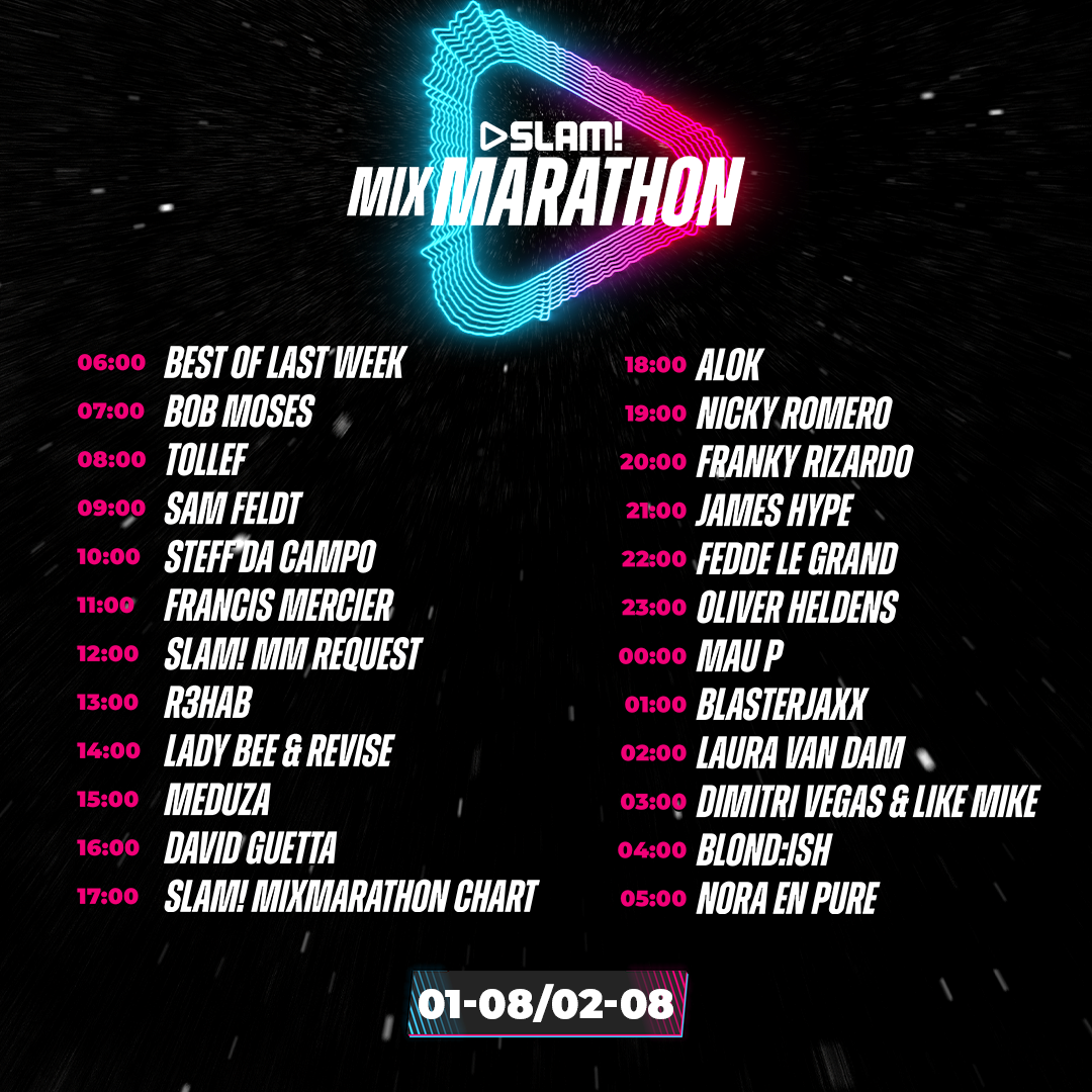 DIT IS DE LINE-UP VAN DE SLAM! MIXMARATHON