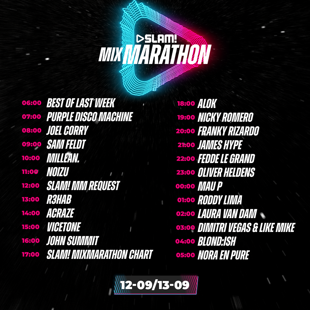 DIT IS DE LINE-UP VAN DE SLAM! MIXMARATHON