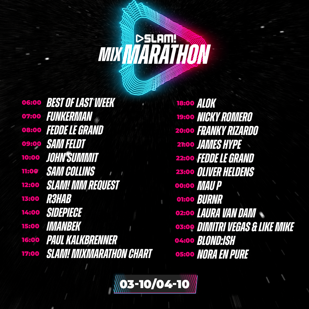 DIT IS DE LINE-UP VAN DE SLAM! MIXMARATHON