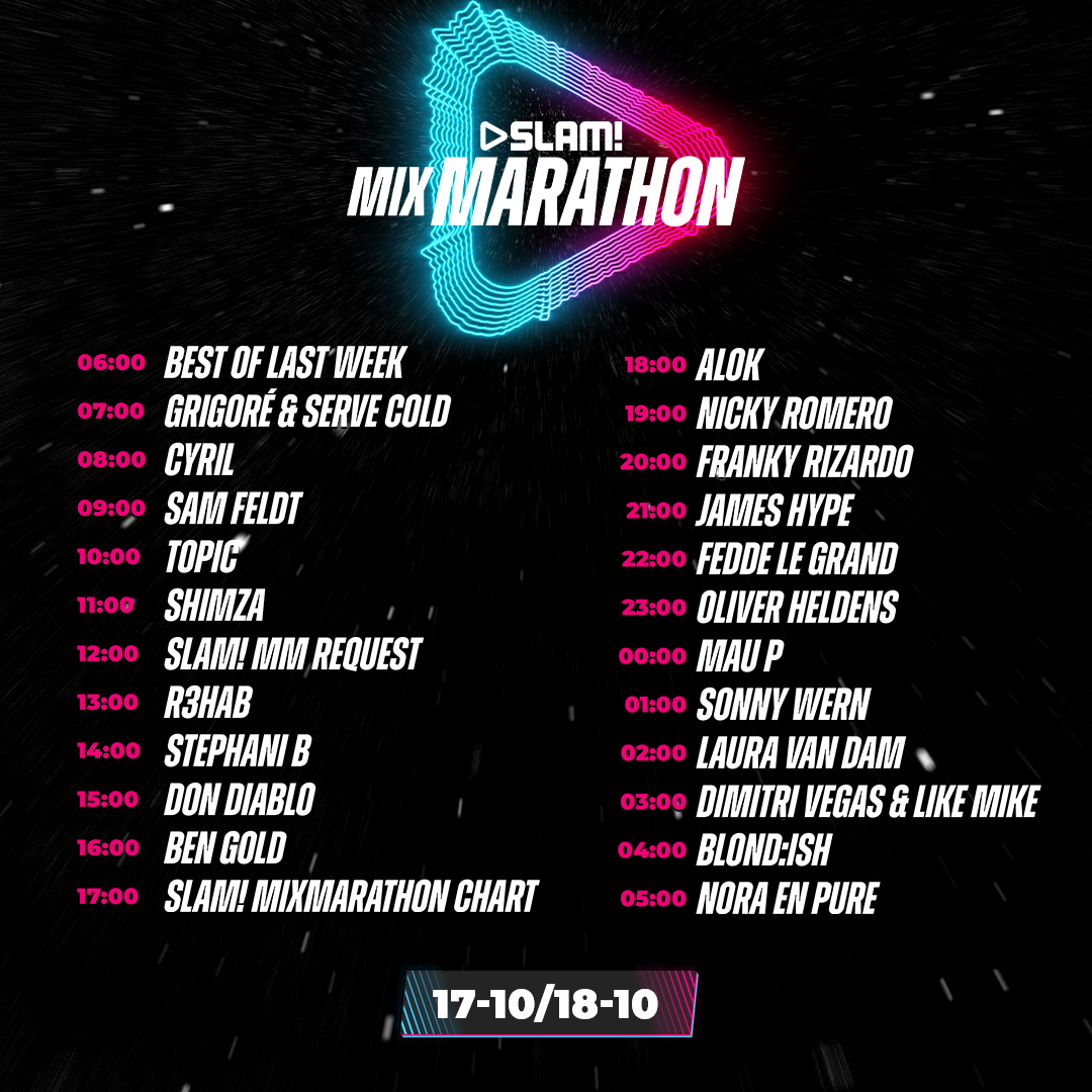 DIT IS DE LINE-UP VAN DE SLAM! MIXMARATHON
