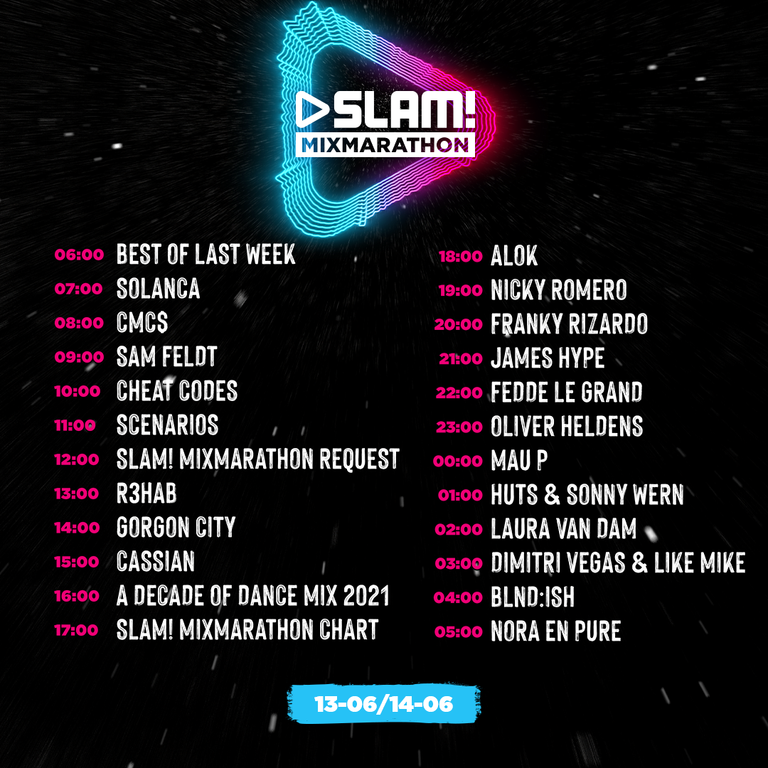 DIT IS DE LINE-UP VAN DE SLAM! MIXMARATHON