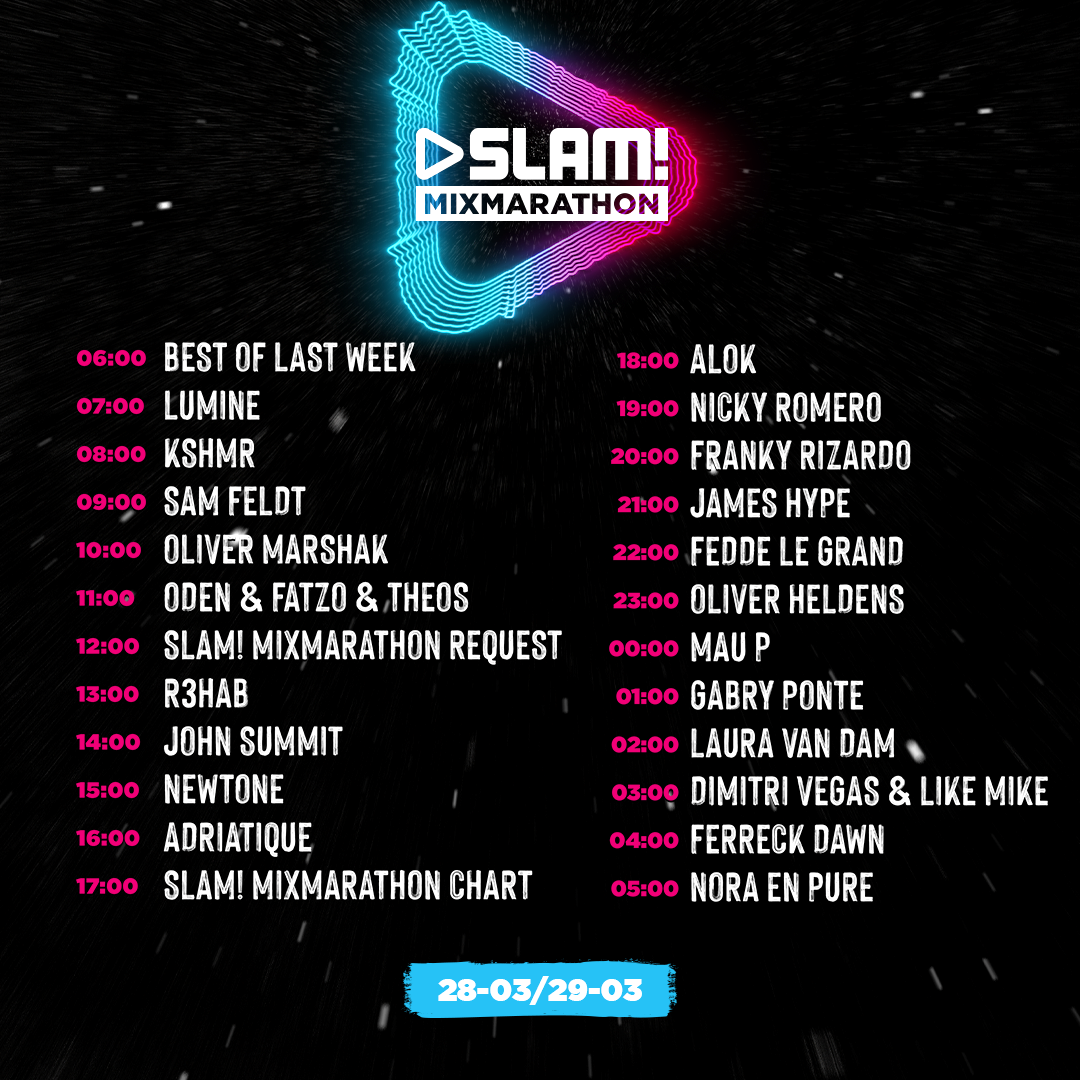 DIT IS DE LINE-UP VAN DE SLAM! MIXMARATHON