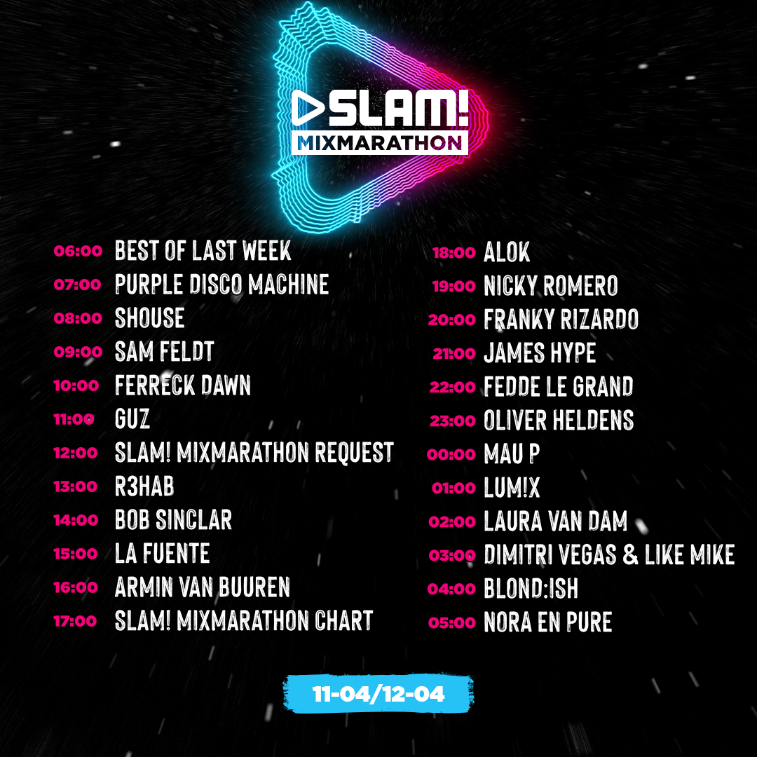 DIT IS DE LINE-UP VAN DE SLAM! MIXMARATHON